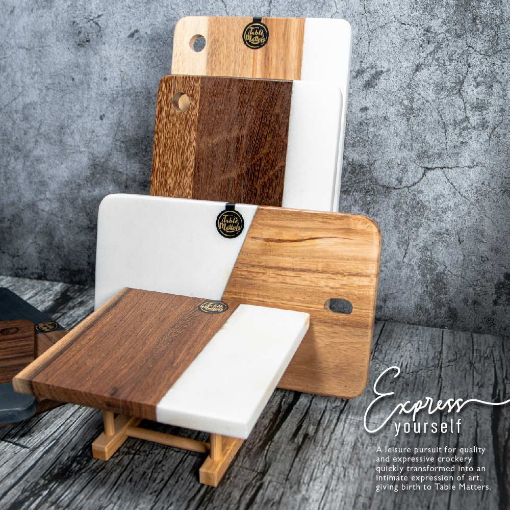 Table Matters - SCANDI - White Stone Wood Square Cheese Board | Shopee ...
