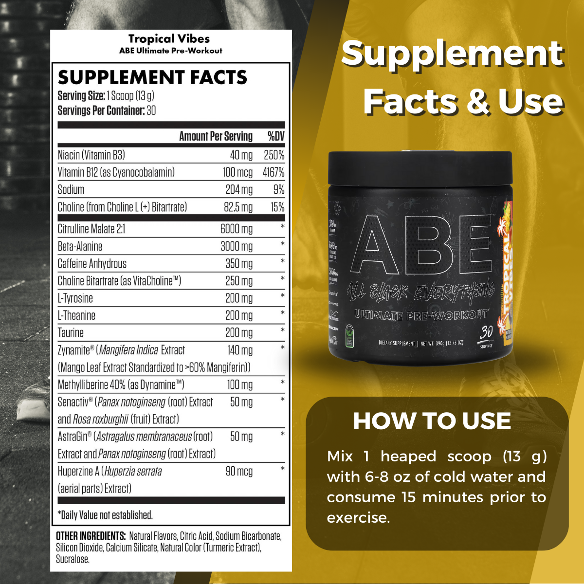 ABE, Ultimate Pre Workout, Muscle Growth, Enhance Performance, Various ...