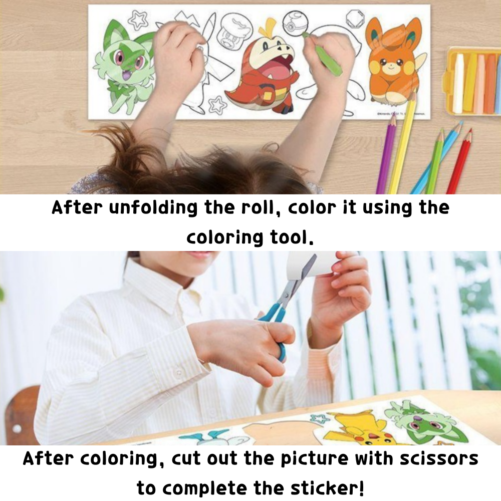 Pokémon Roll Coloring Sticker Pokemon Coloring Book Pokemon Sticker ...