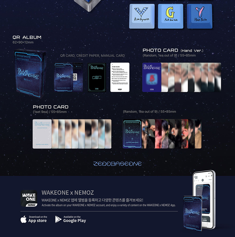 [LUCKY DRAW] (Key Cap Ver.) ZEROBASEONE (ZB1) [BLUE PARADISE] 5th Mini Album (25th Feb.2025 ...