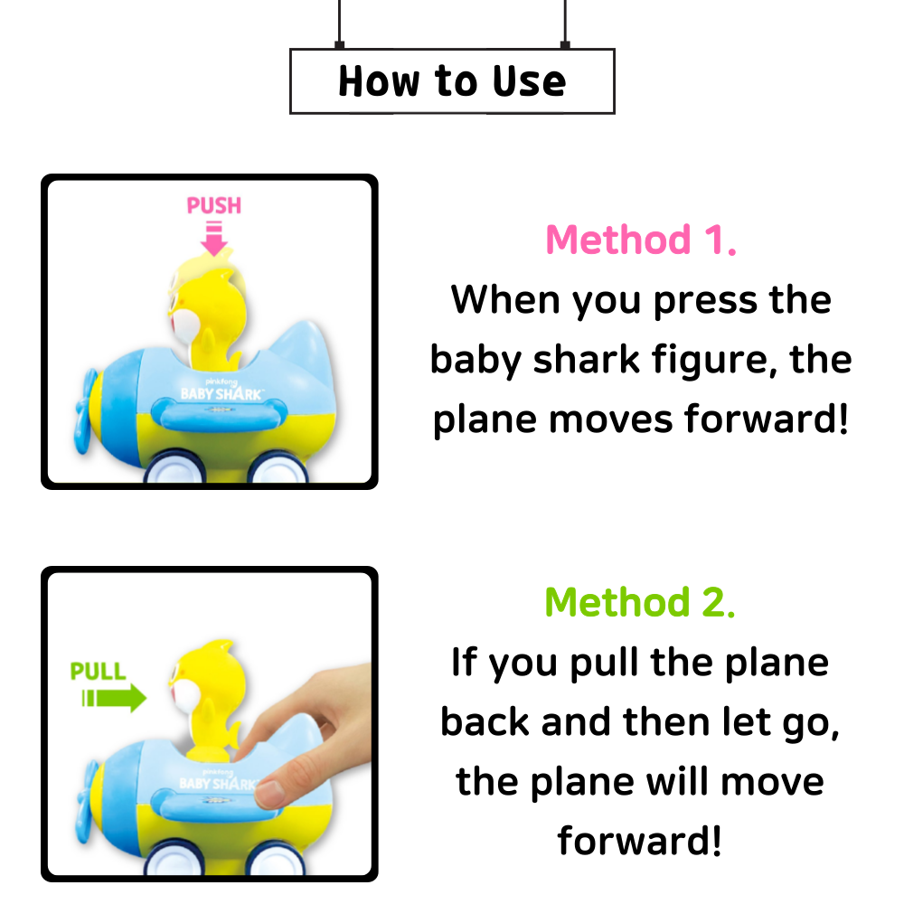 Pinkfong Baby Shark Push and Go Plane Pullback Car Pull Back Toy ...