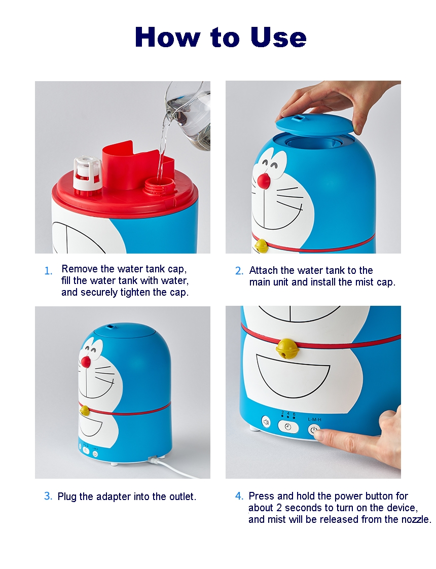 LocknLock DORAEMON Speaking Ultrasonic Humidifier 1.5L Cute Efficient ...