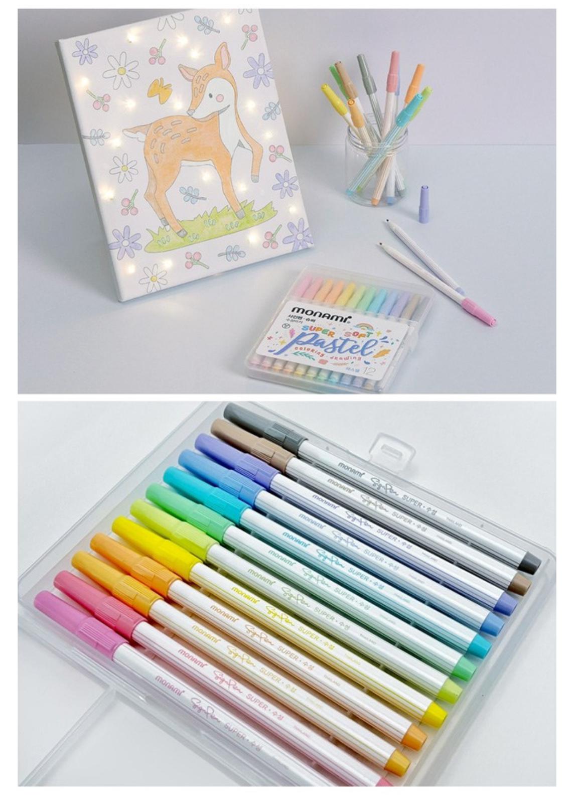 [Monami] Korean Pastel Marker Pen 12 Colors Pen Diary Decoration Pastel ...