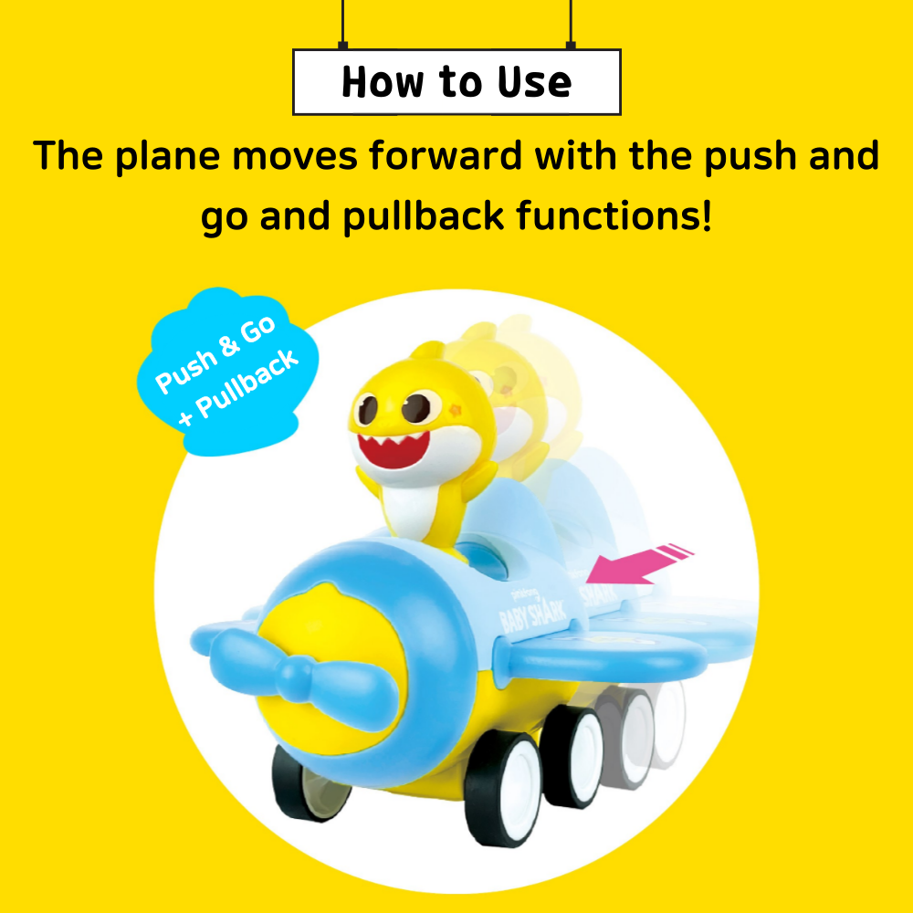 Pinkfong Baby Shark Push and Go Plane Pullback Car Pull Back Toy ...