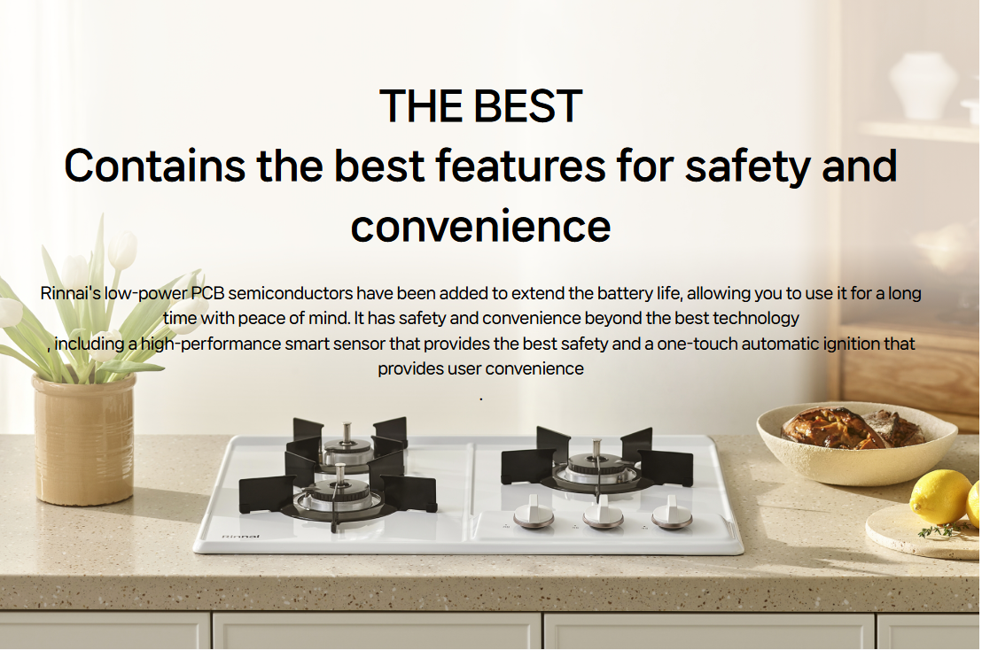 Rinnai Korea New Built-In Gas Cooktop 3 Burner Stove (Batt Operated ...