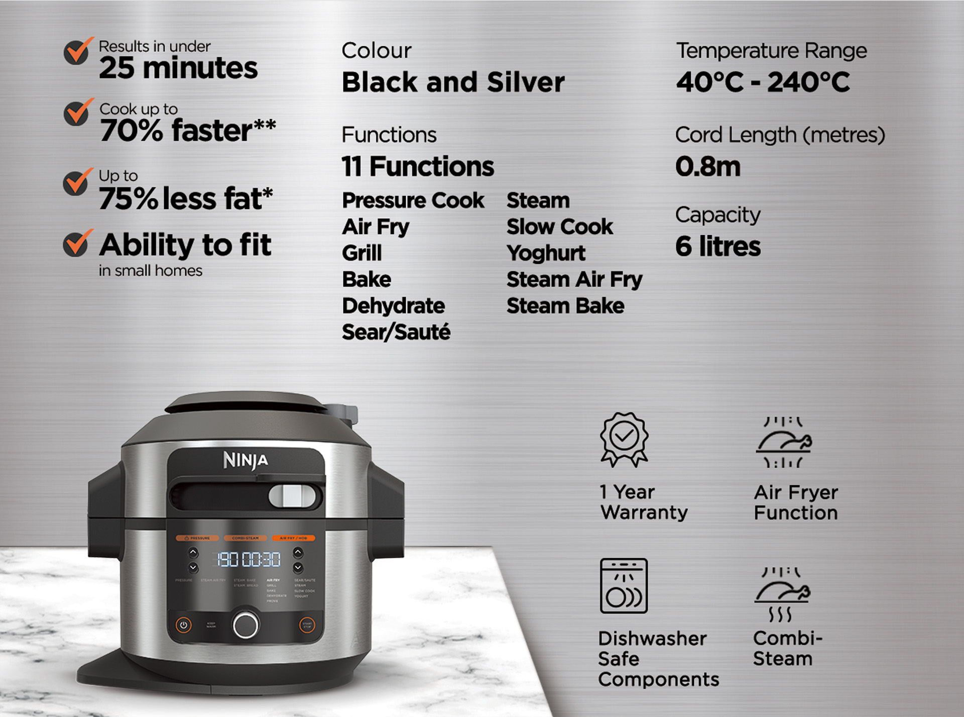 Ninja Foodi 11 in 1 SmartLid Multi cooker in one pot with 6L Capacity ...