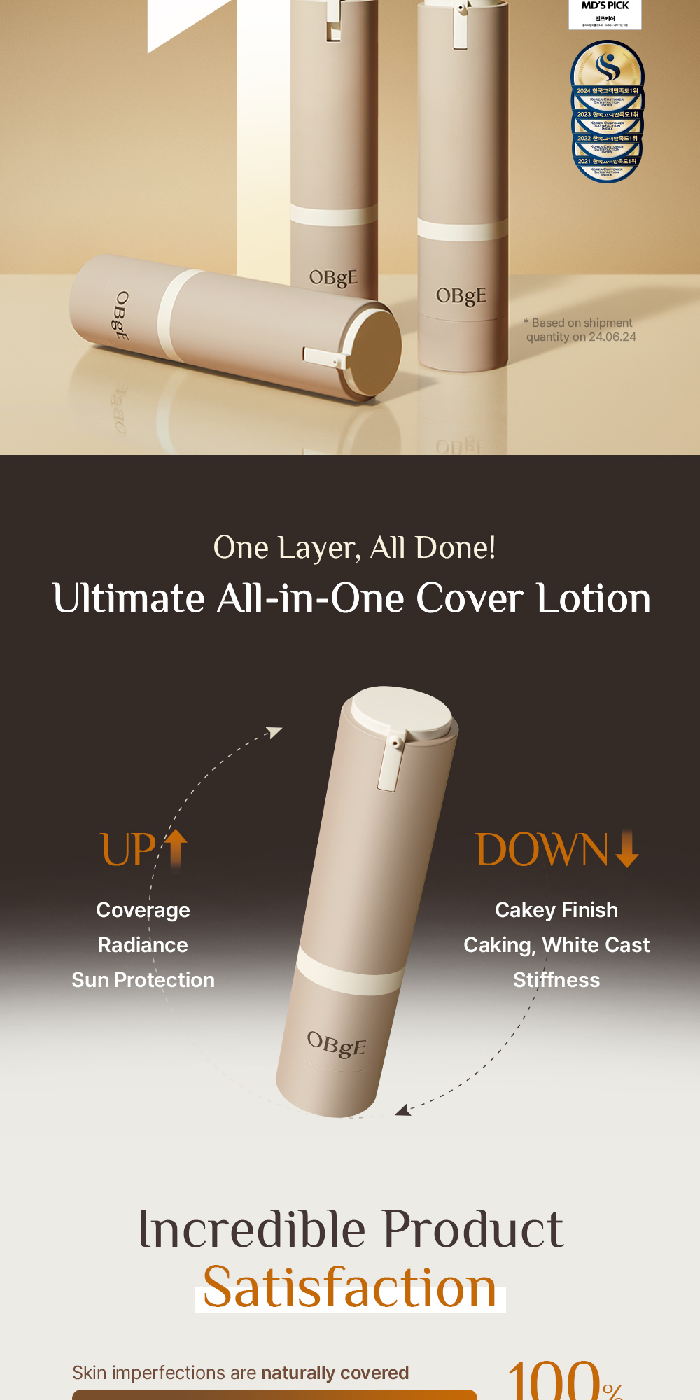 [OBgE Official] Natural Cover Lotion SPF50+ PA++++ 50g | Tone-up Lotion | No White Cast | 2-in-1 ...