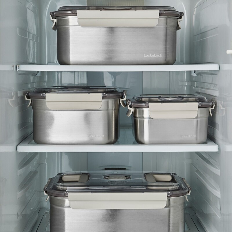 LocknLock Rectangular 3.8L 3.0L NEW Breathing Stainless Steel Kimchi ...