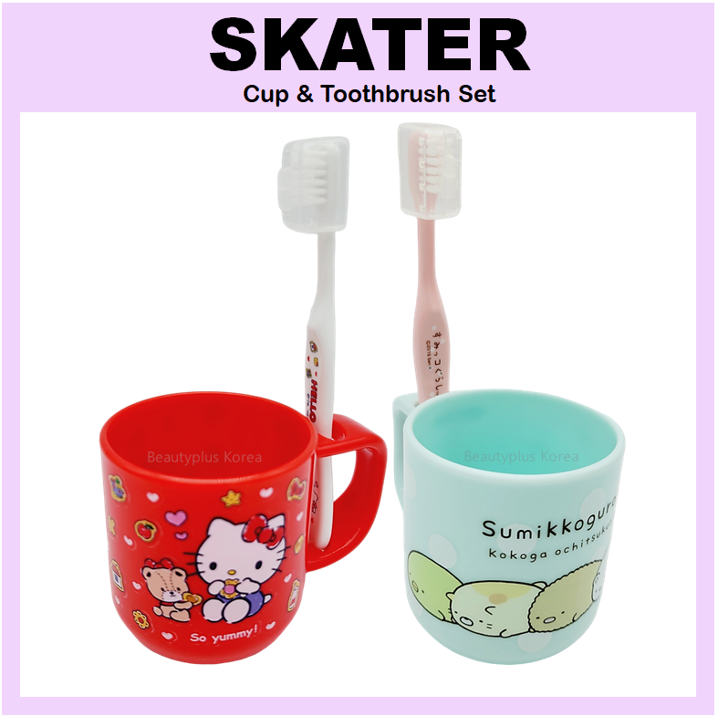 [SKATER] Cup toothbrush set with Stand KTB5 (KITTY / Sumikkogurashi) | Shopee Malaysia