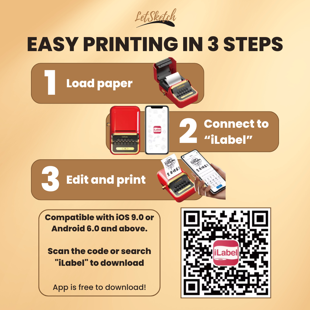 LetSketch Mini Portable Handheld Pocket Wireless Bluetooth Inkless Thermal Label Photo Receipt ...