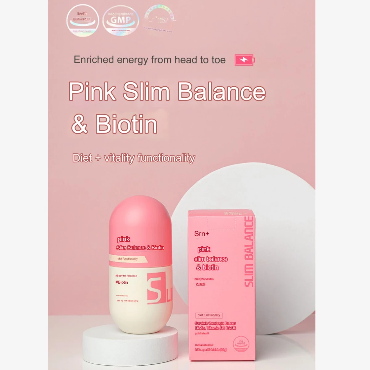 GRN+ Slim Balance & Biotin Pink is Garcinia Diet (HCA/Fat CUT/ Supplement/ Slimming/ Vitamin ...