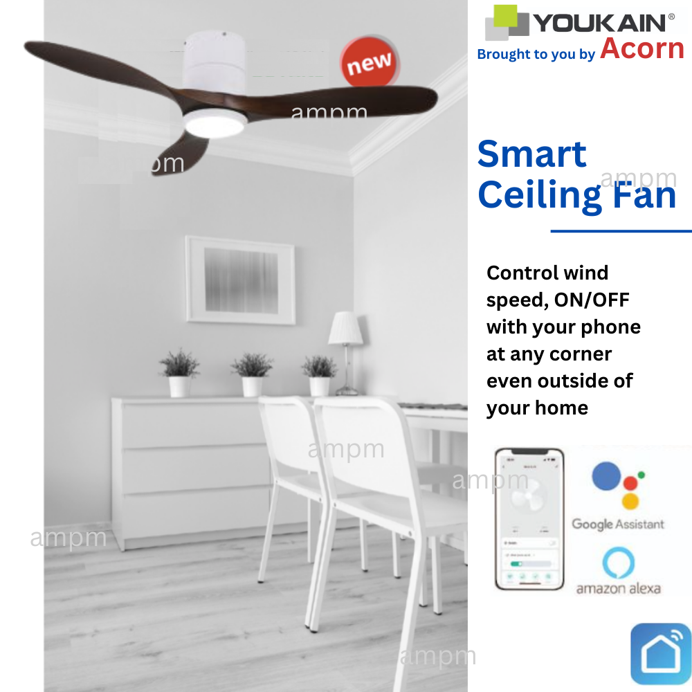 Youkain Ceiling Fan With Light Acorn Smart Fan DC Fan 6 Speed with ...