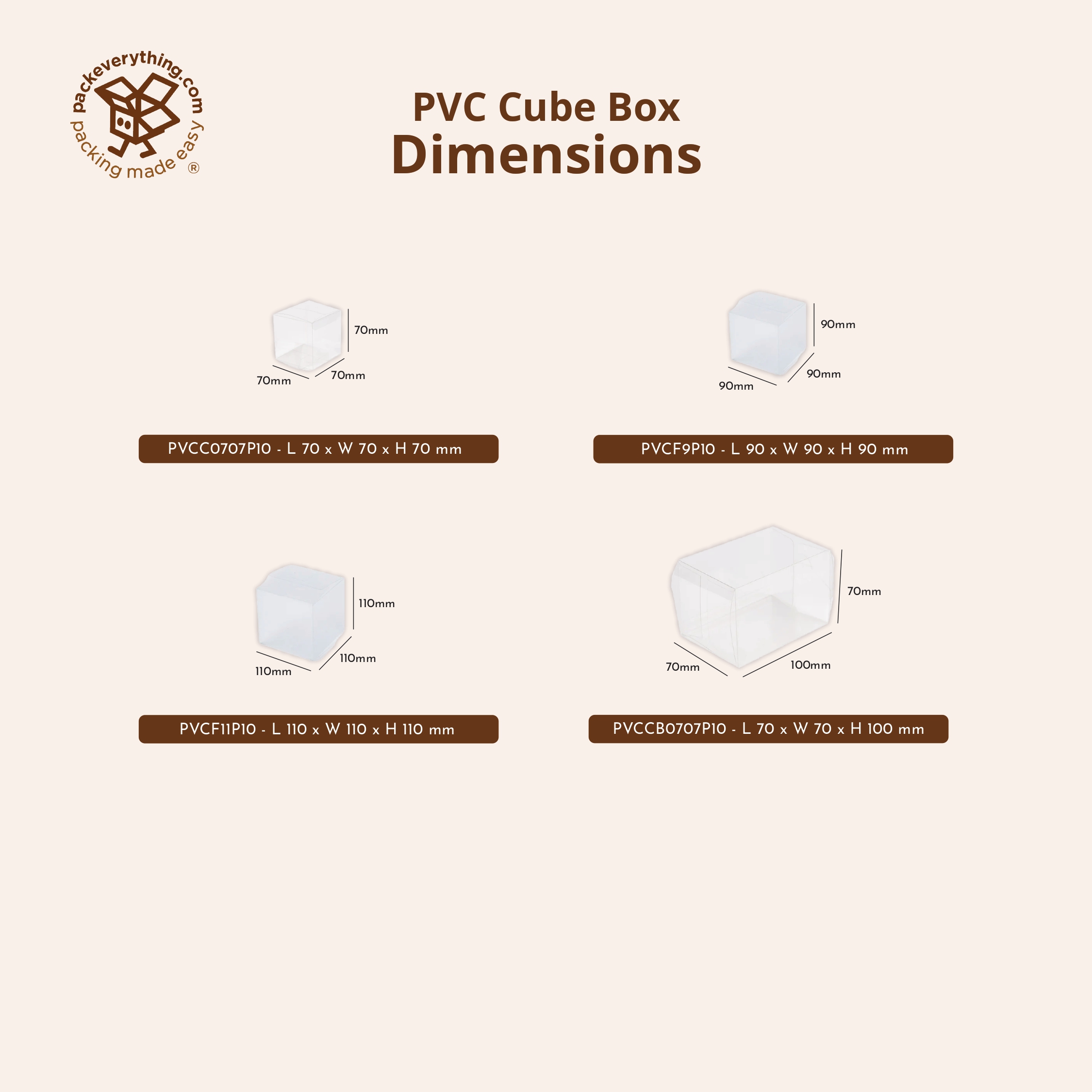 PACKEVERYTHING PVC Cube Box | Transparent PVC Box 10 pcs/Pack | Candy ...