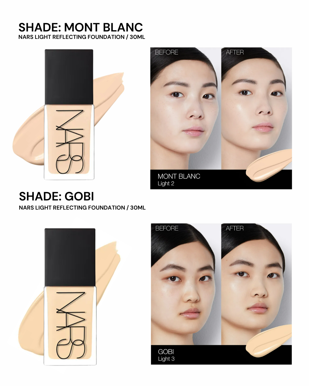 NARS Light Reflecting Foundation 30ml [Mont Blanc (Light 2) | GOBI (Light 3) | FIJI] - Beureka ...