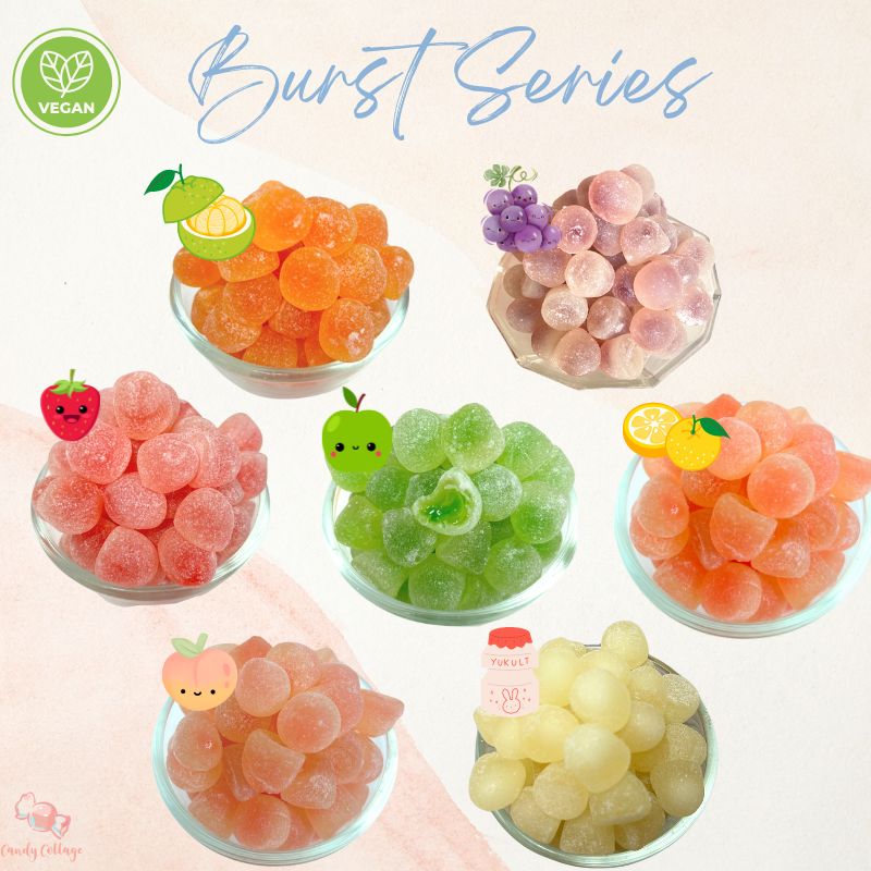 Candy Cottage - Jam Filled Burst Gummy, Vegan Gummy, Peach, Apple ...