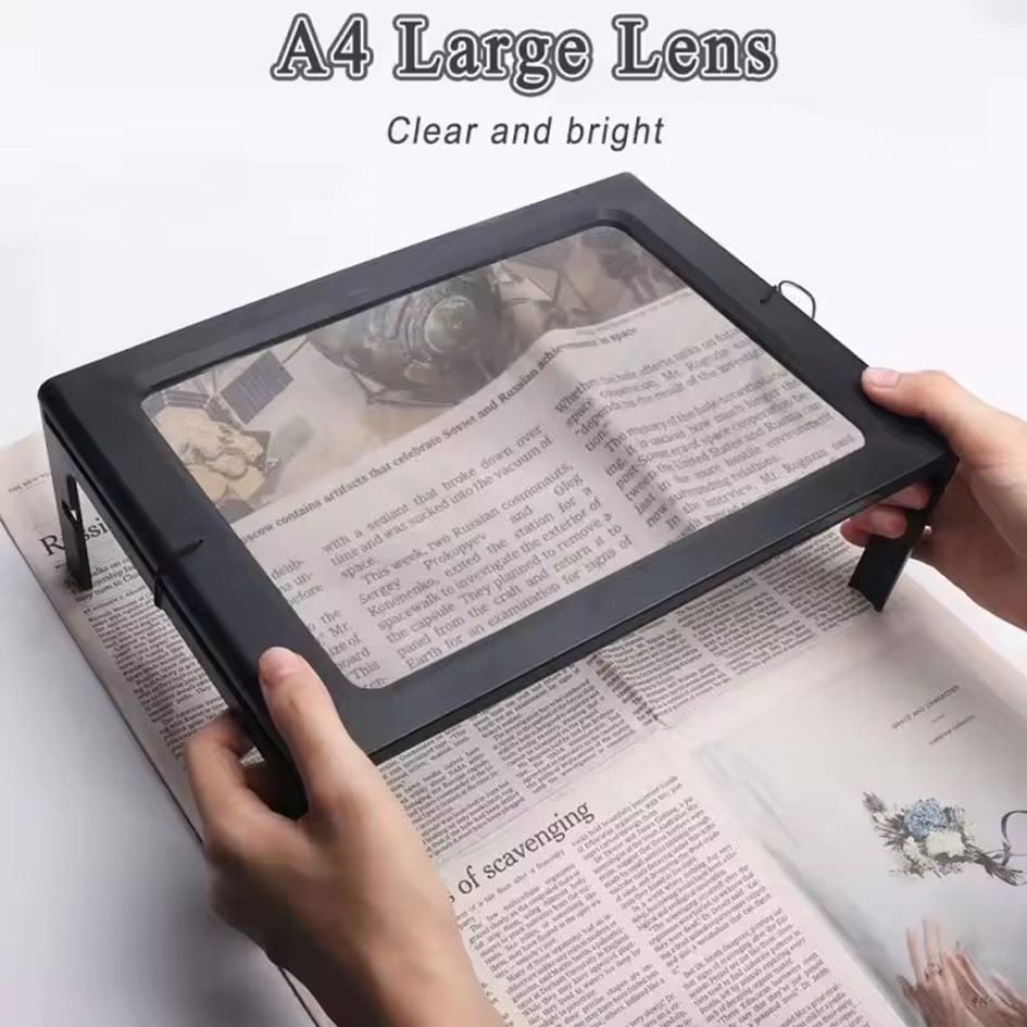 Hands Free 3x Magnifying Glass Rectangular A4 Full-page Magnifier with ...