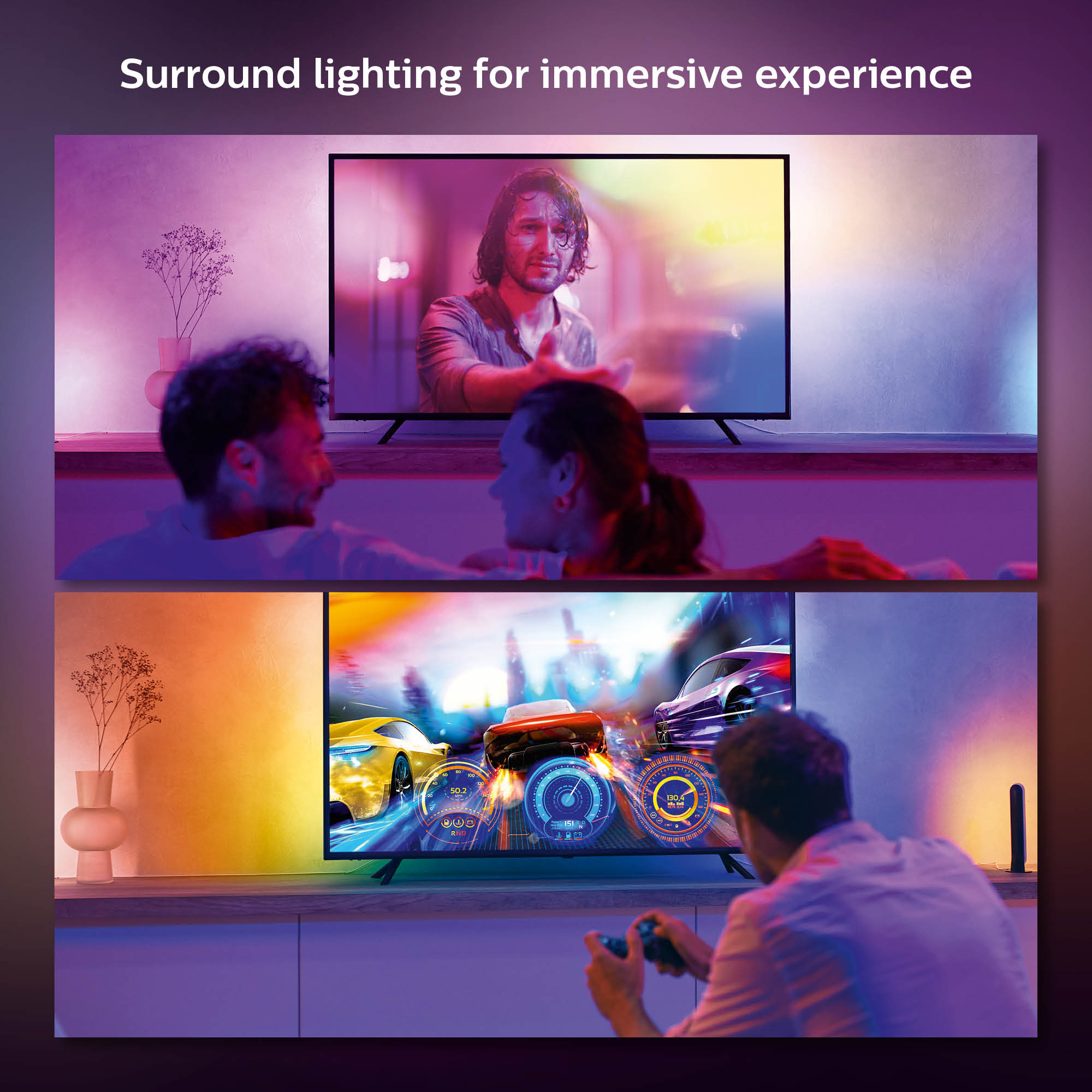 Philips Hue Play TV Gradient LED Backlight for 65 inch TVs (Sync with ...