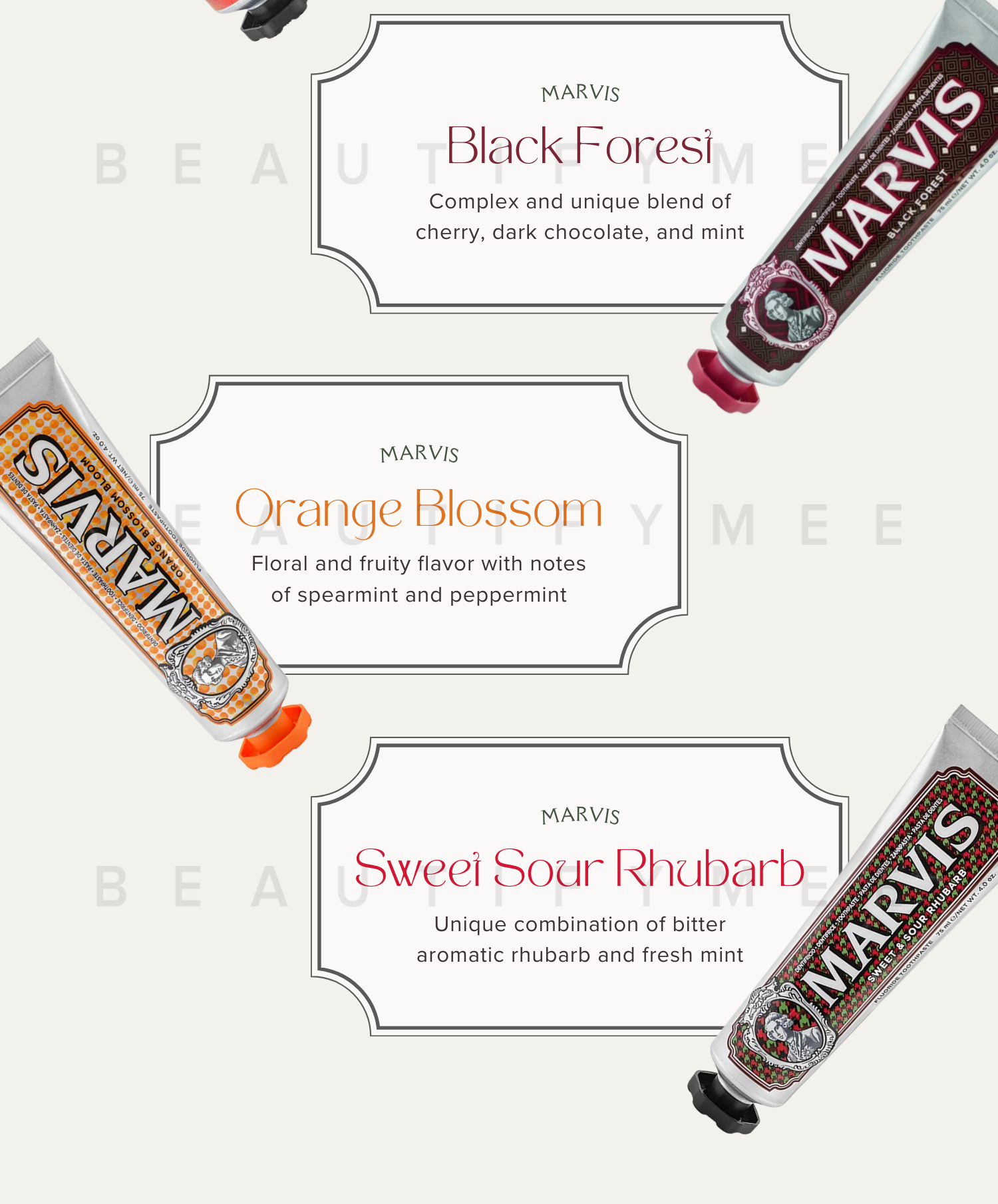 Marvis Toothpaste Collection (Blossom Tea, Classic Strong Mint, Creamy ...