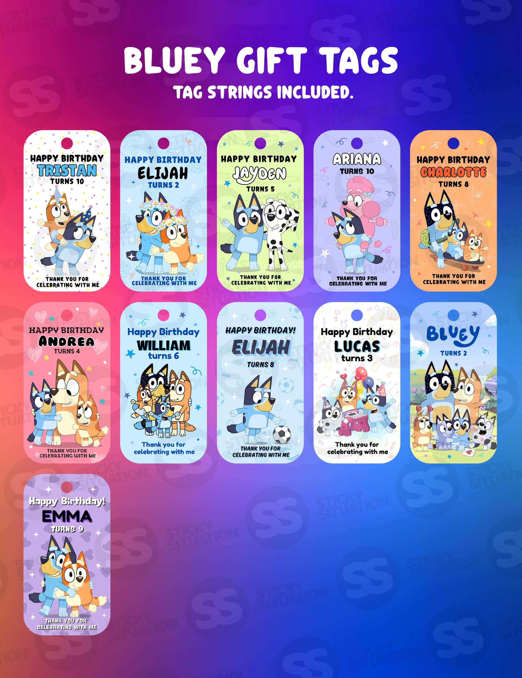 Personalized Birthday Tags – Bluey Theme | Goodie Bag Labels | Shopee ...