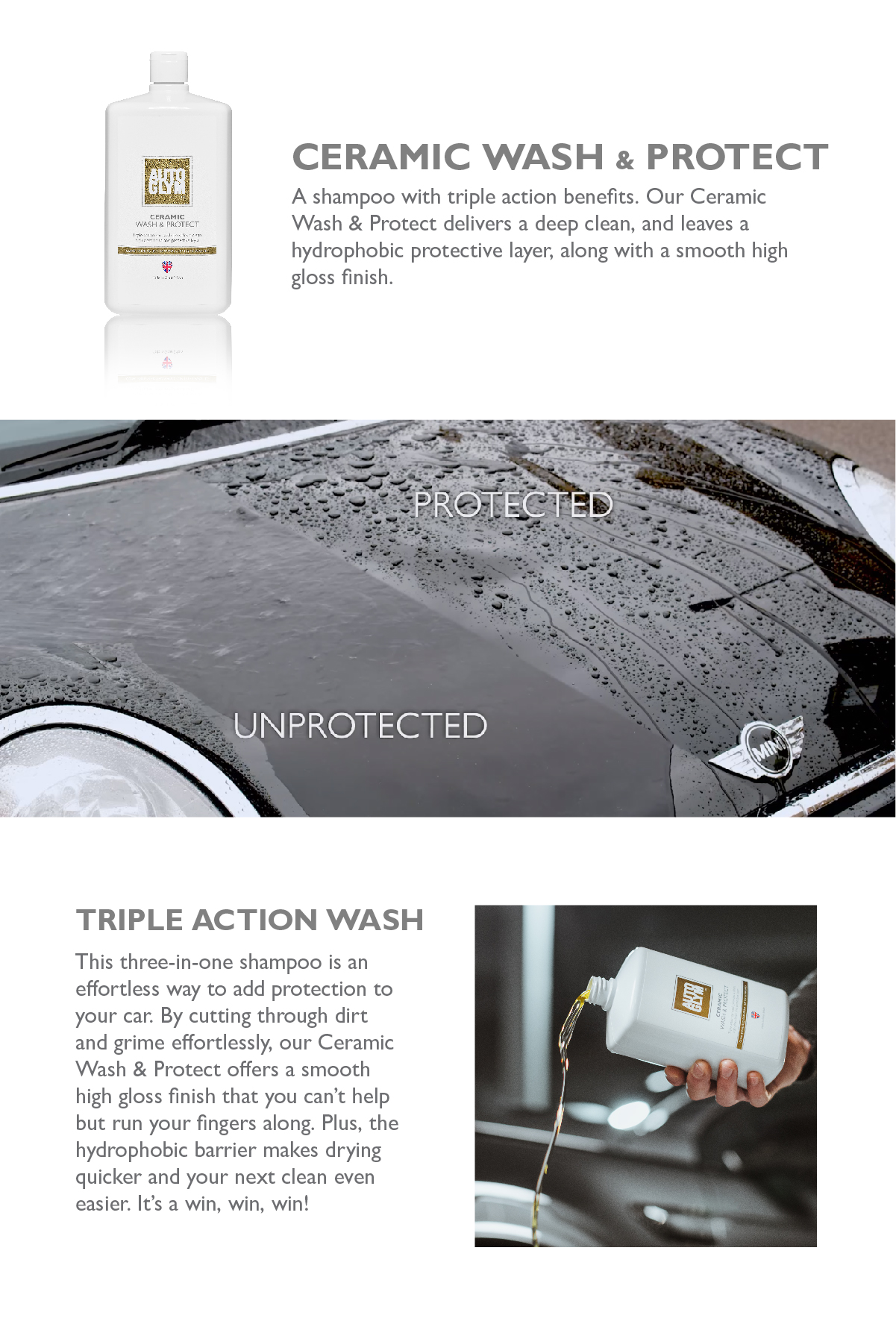 NEW | Autoglym Ceramic Wash & Protect 1L Triple Action Car Shampoo ...