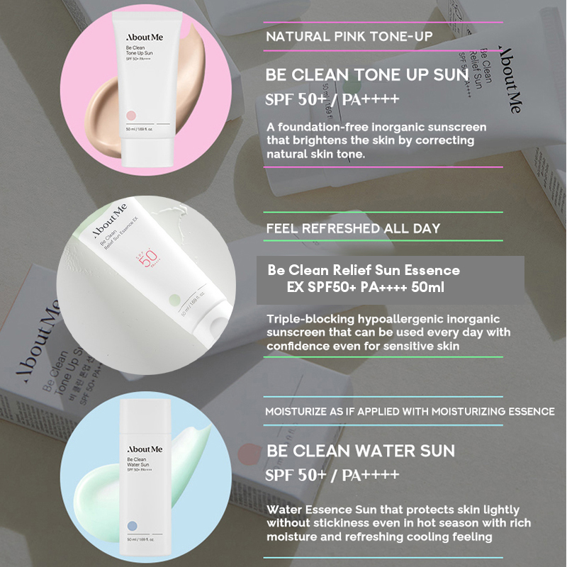 [About Me] Be Clean Sun SPF50+ PA++++ 50ml / 3 Options | Shopee Malaysia