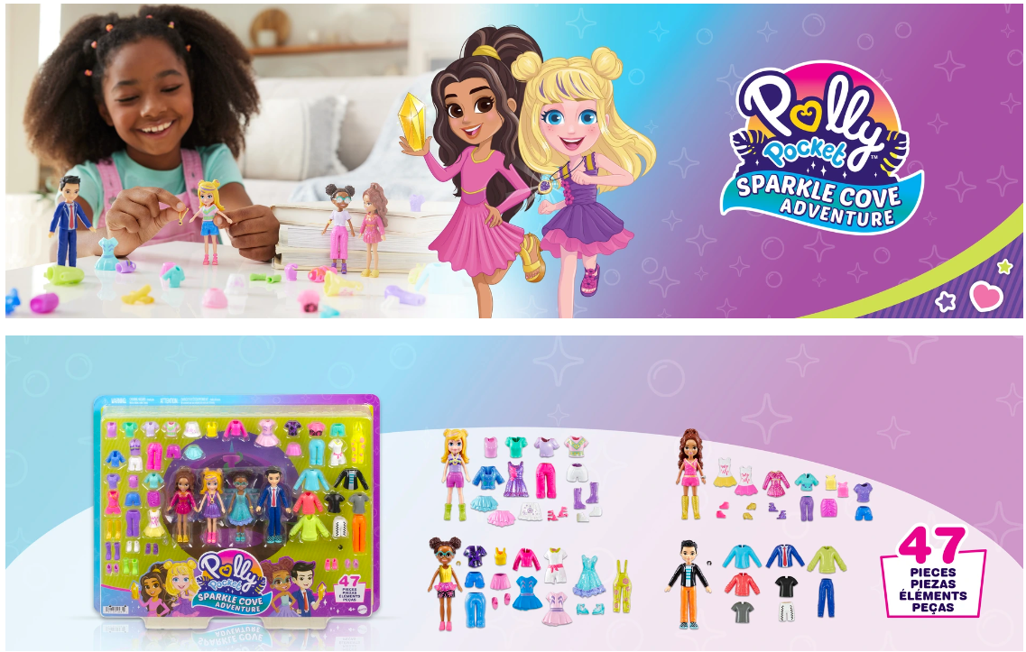 Polly Pocket Sparkle Cove Adventure Dolls, Clothes and Accessories Set ...