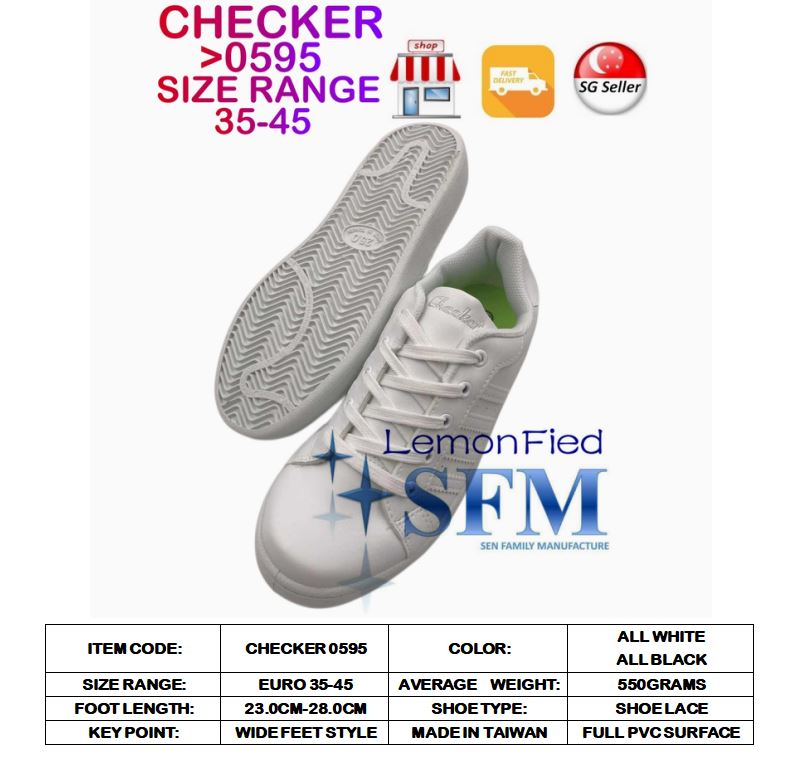 CHECKER 0722 0595 Size 36 - 45 MIX WHITE VELCRO SCHOOL SHOE WORKING SG ...
