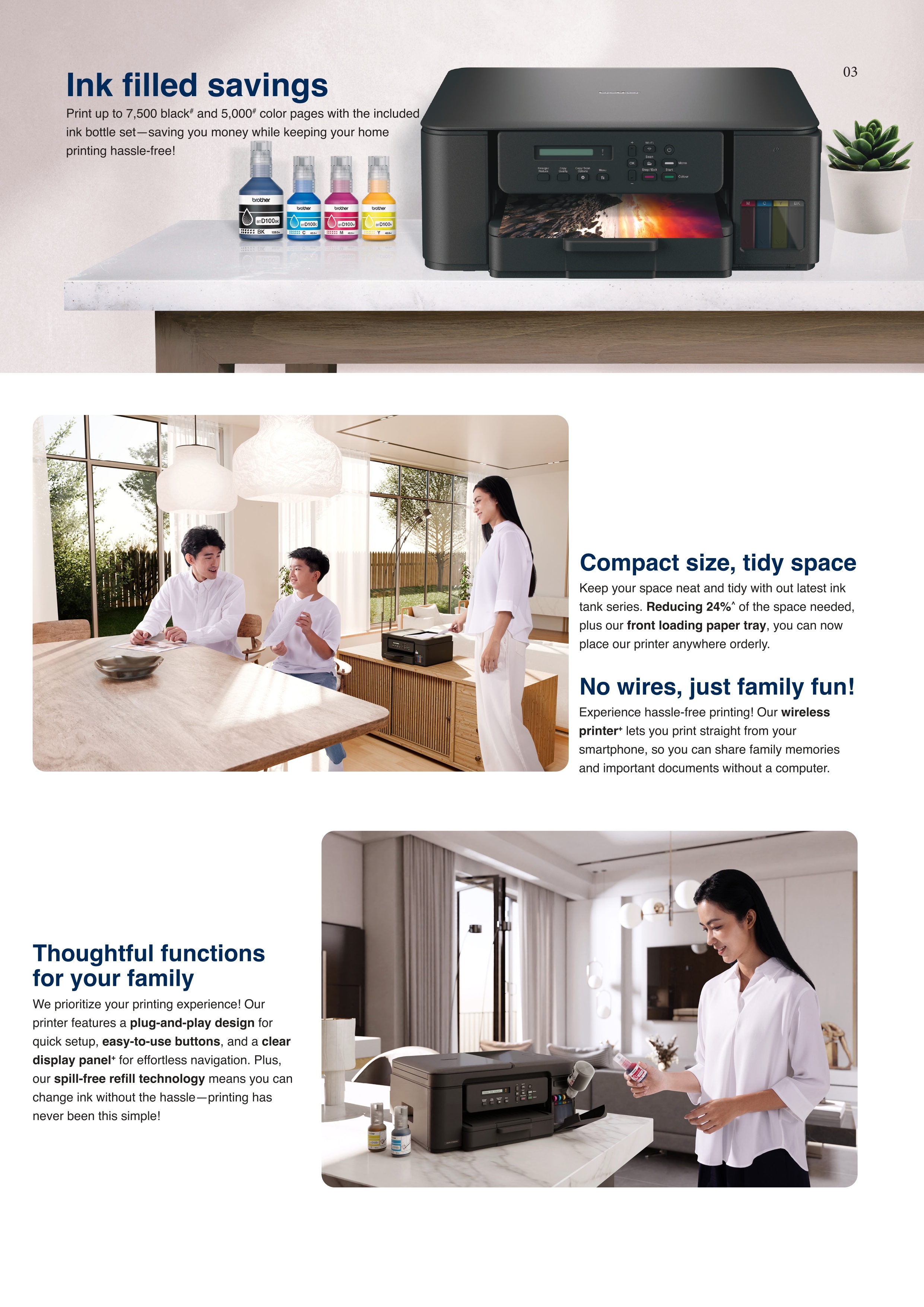 Brother DCP-T830DW A4 3-in-1 Wireless Colour Ink Tank Printer | Refill ...