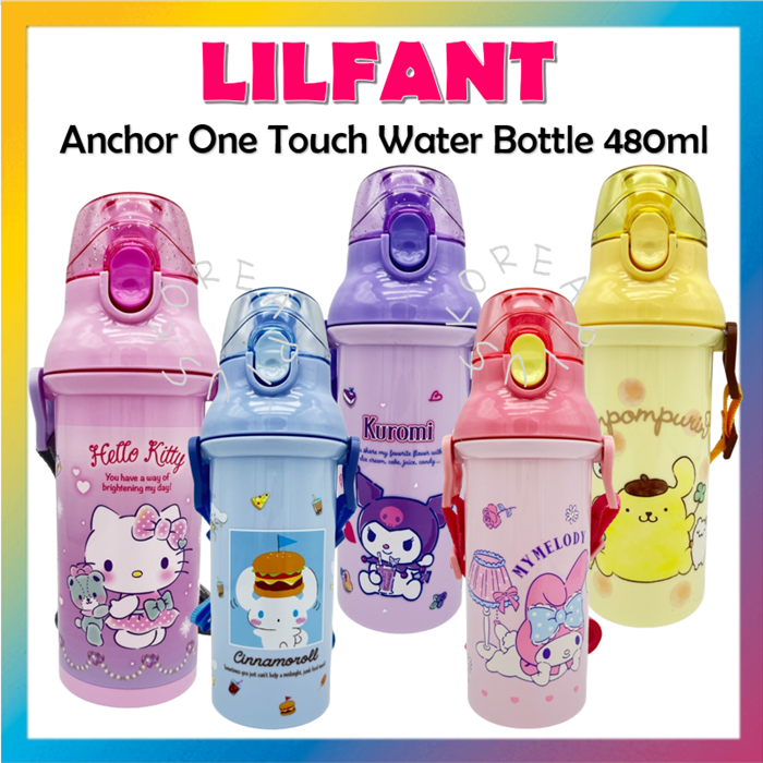 [LILFANT] Anchor One Touch Water Bottle 480ml (Kitty Cinnamoroll Mymelody Kuromi Pompompurin ...