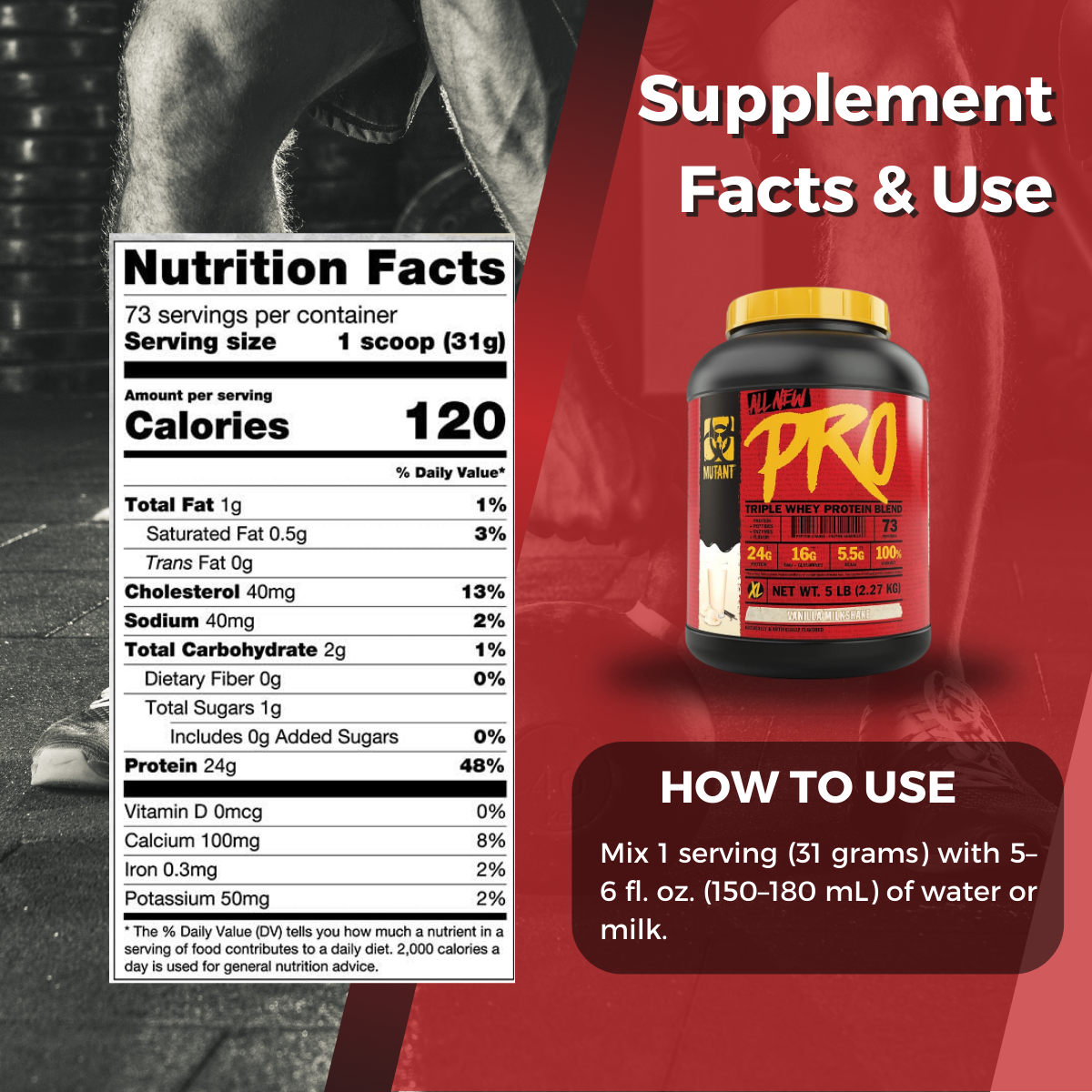 Mutant Pro, Triple Whey Protein Powder, Enhanced Amino Acid Absorption ...