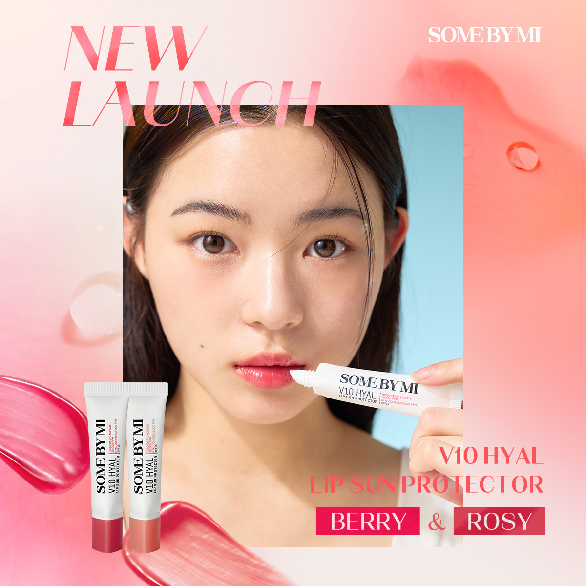 [SOME BY MI] V10 Hyal Hydra Lip Sun Protector 3 type of color 7ml (Clear / Rosy / Berry ...