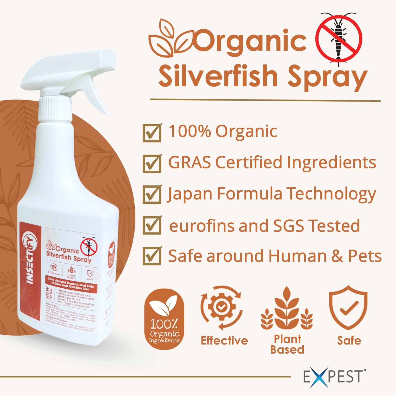Insectify Organic Silverfish Spray 500ml [No More Silverfish] | Shopee ...