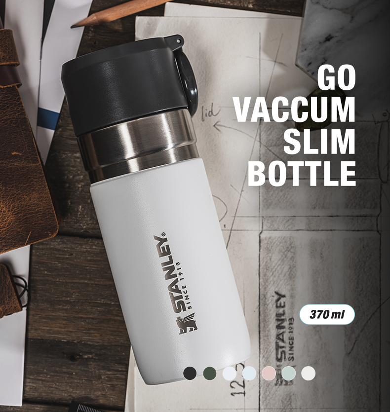[Stanley] Slim Go Bottle 370ml / 7 Colours / Matte Black / Hammer-Tone Green / Polar White ...