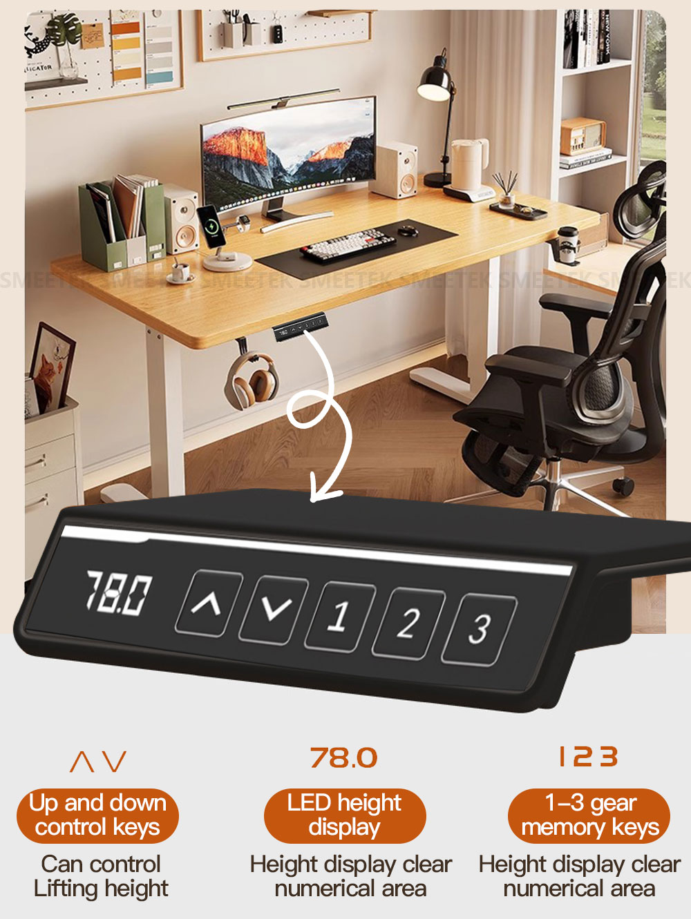 height adjustable desk electric height adjustable table leg home office ...