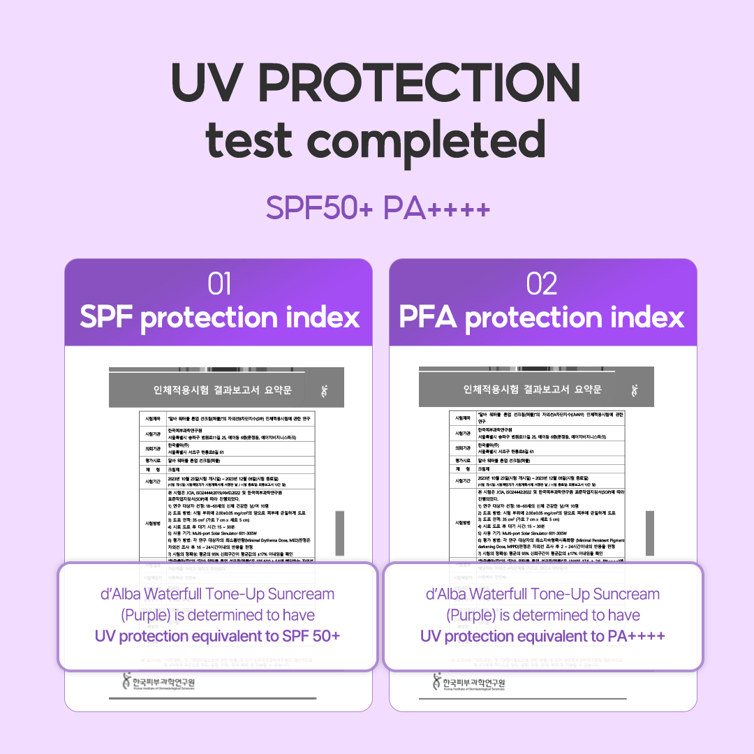 [d'Alba Official] Waterfull Purple Tone-up Sunscreen 50ml, Vegan, SPF ...