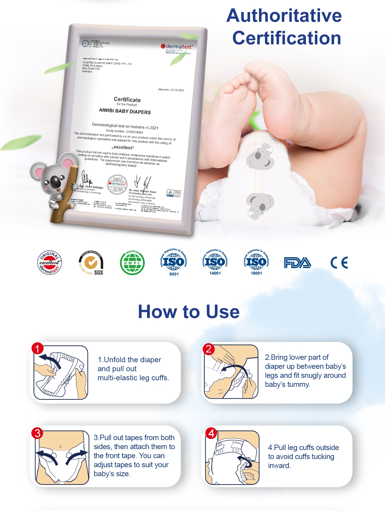 Aiwibi Natural Premium Night Taped Diapers,Baby diapers , Ultra-thin ...