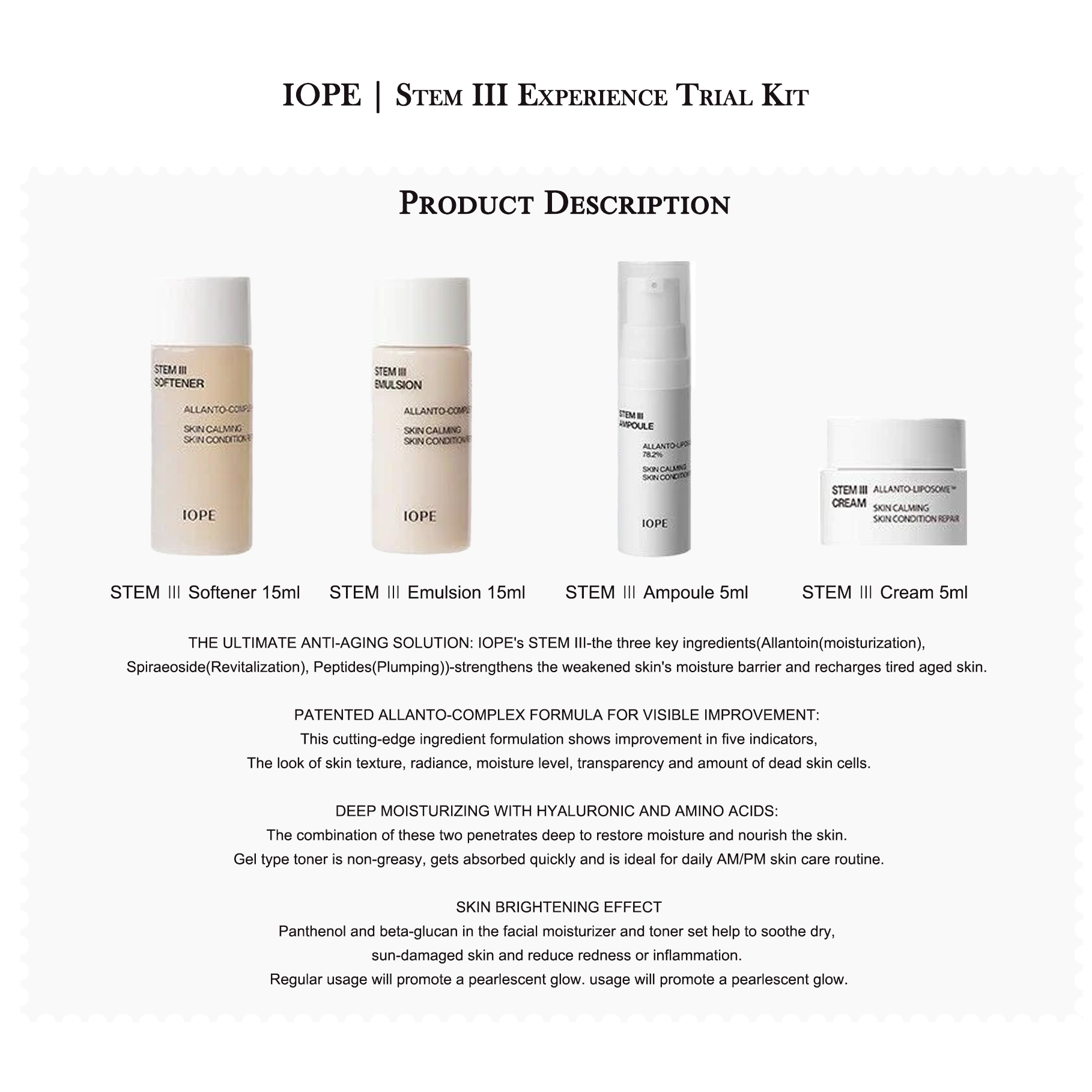 IOPE | Stem III Stem 3 Anti-aging Experience Trial Kit (15ml Softener ...