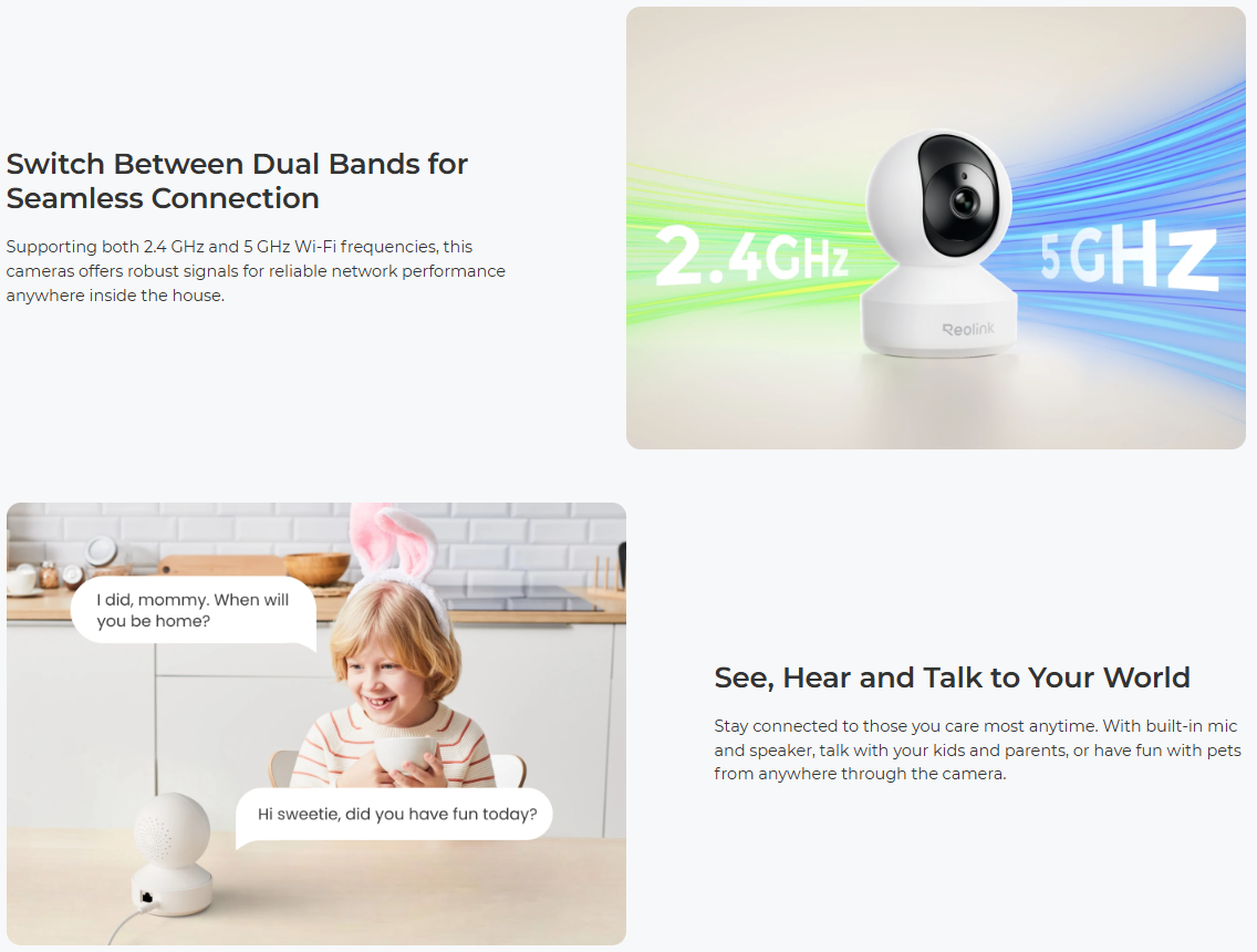 Reolink E1 & E1 Pro Time Lapse 5MP PTZ Indoor Security Camera Dual-Band ...