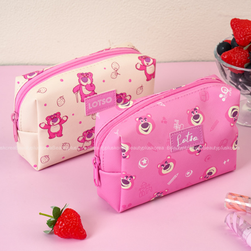 [PIXAR] Toystory Lotso Pattern Square Pouch (Beige / Pink) | Shopee ...