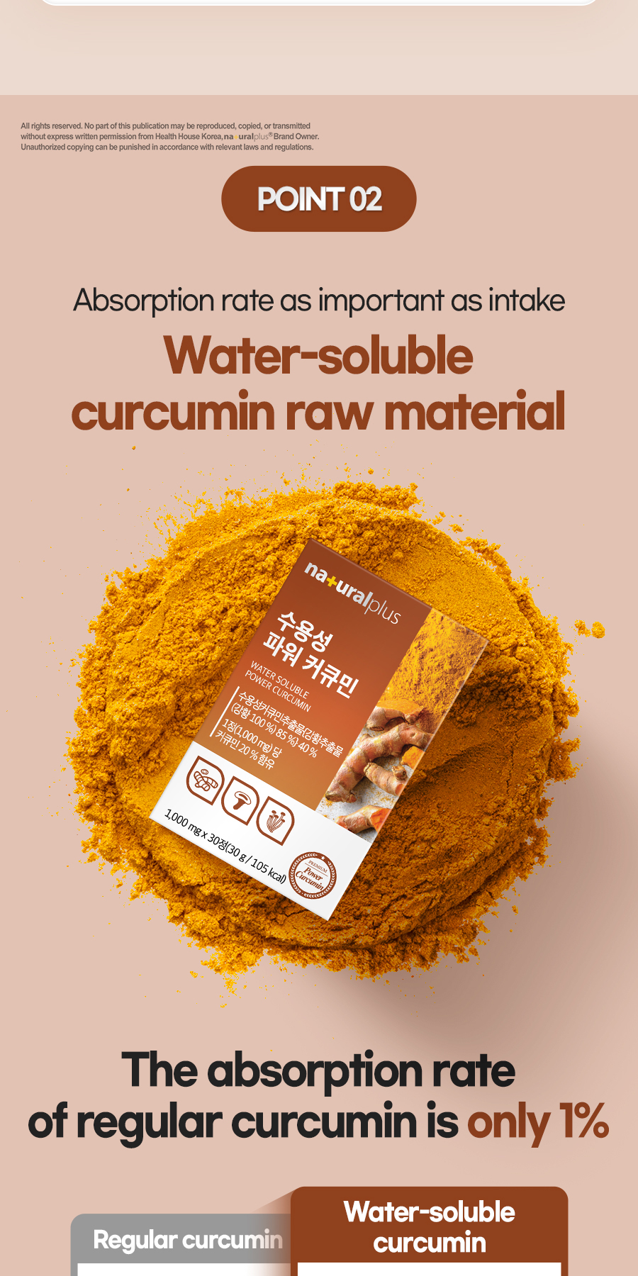 NATURALPLUS Korea Water soluble Power Curcumin for Energetic Life and Antioxidants, 1 Tablet Per ...