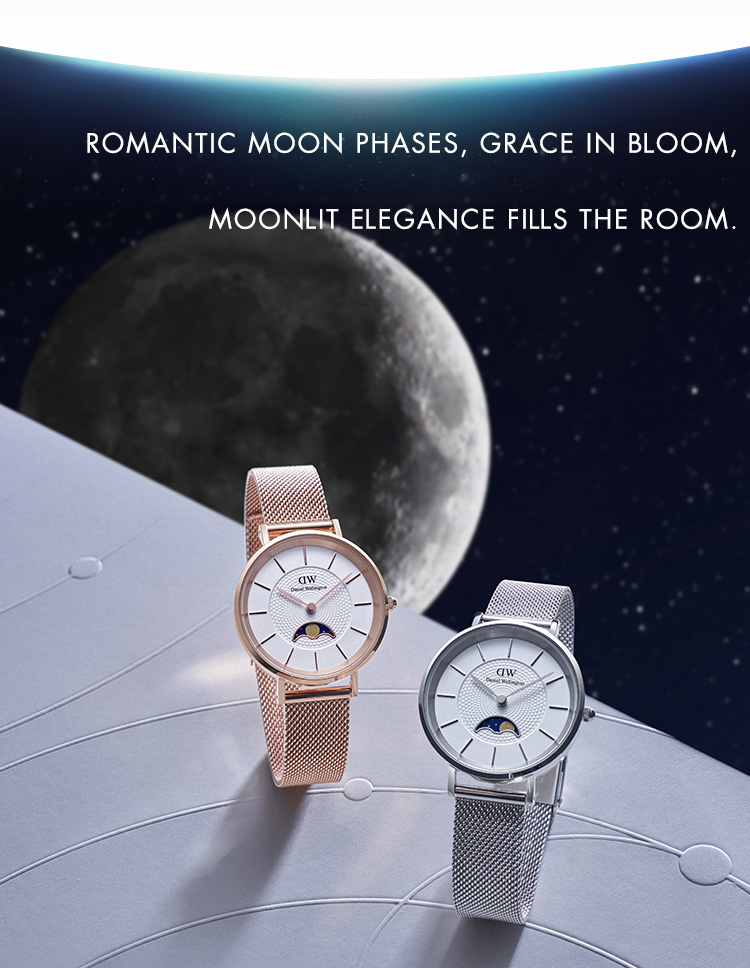 Daniel Wellington Petite Lune 32mm Melrose Rose Gold White - Moonphase ...