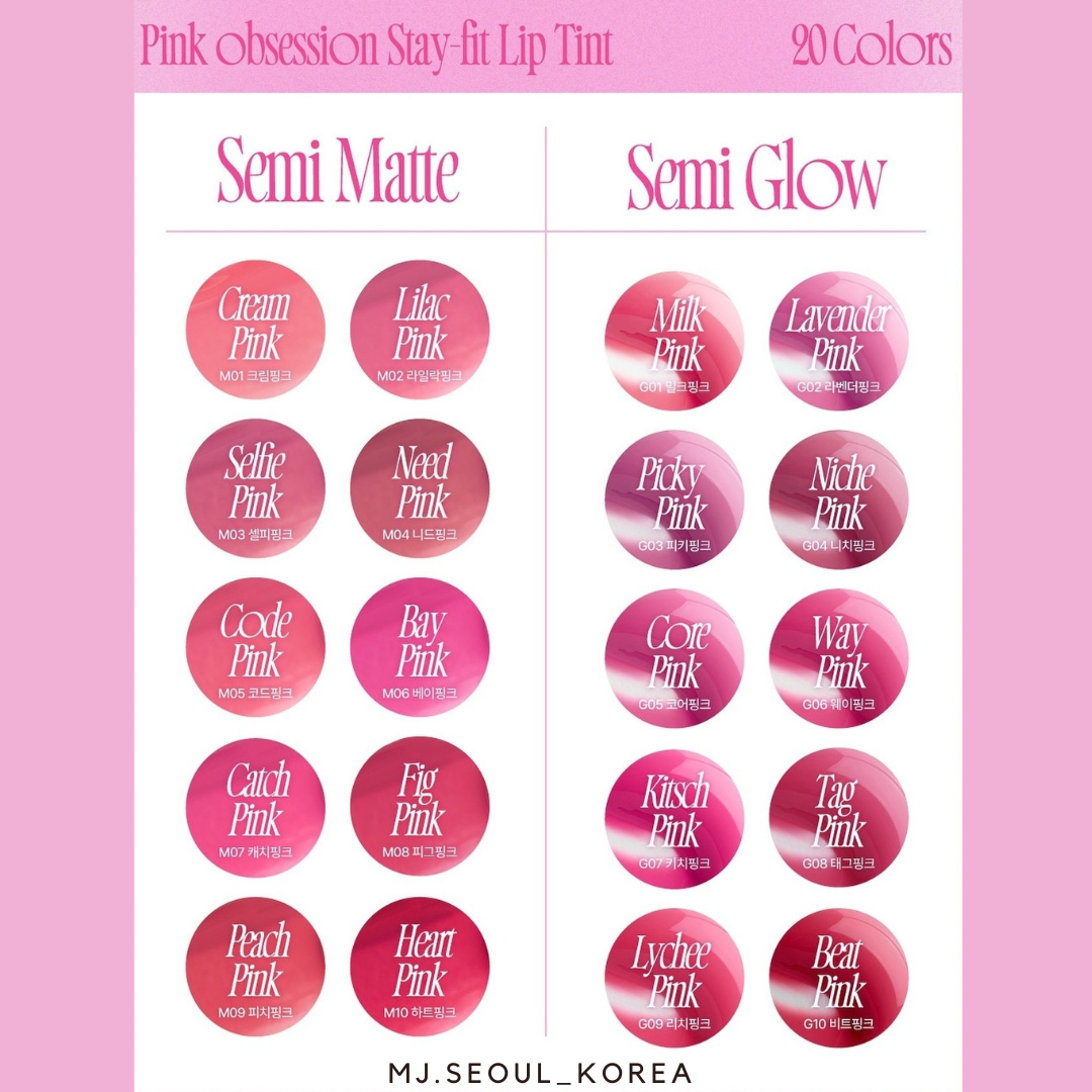 fwee Pink Obsession Stay-Fit Lip Tint 20colors | Shopee Malaysia