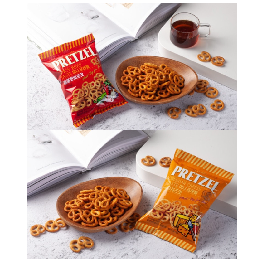 [KOREAN SNACK] SAMJIN Mini Pretzel Collection 70g Seafood,Cheese,Wasabi ...