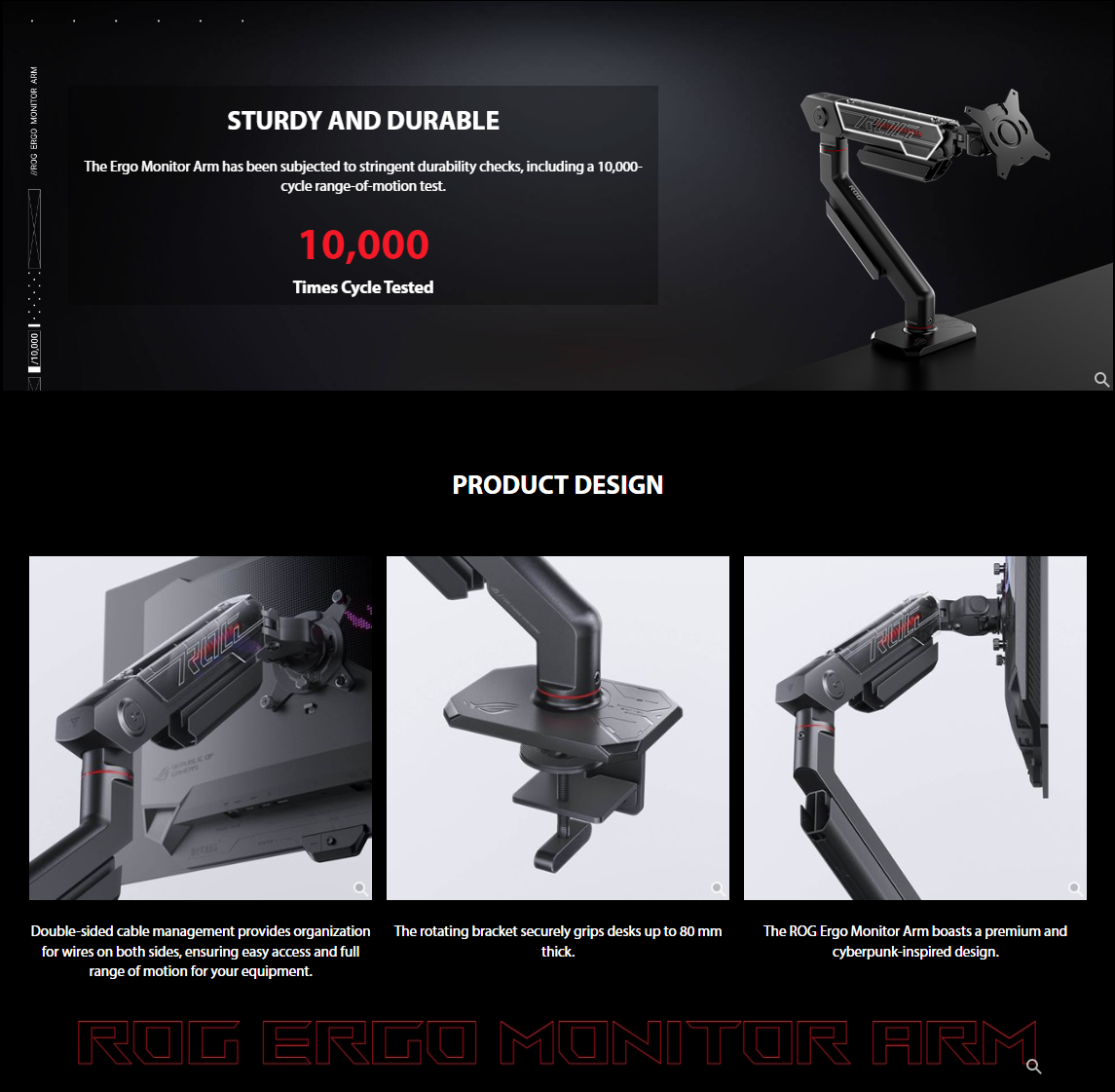ASUS ROG Ergo Monitor Arm AAS01 - Cable Management, Ergonomic, supports ...