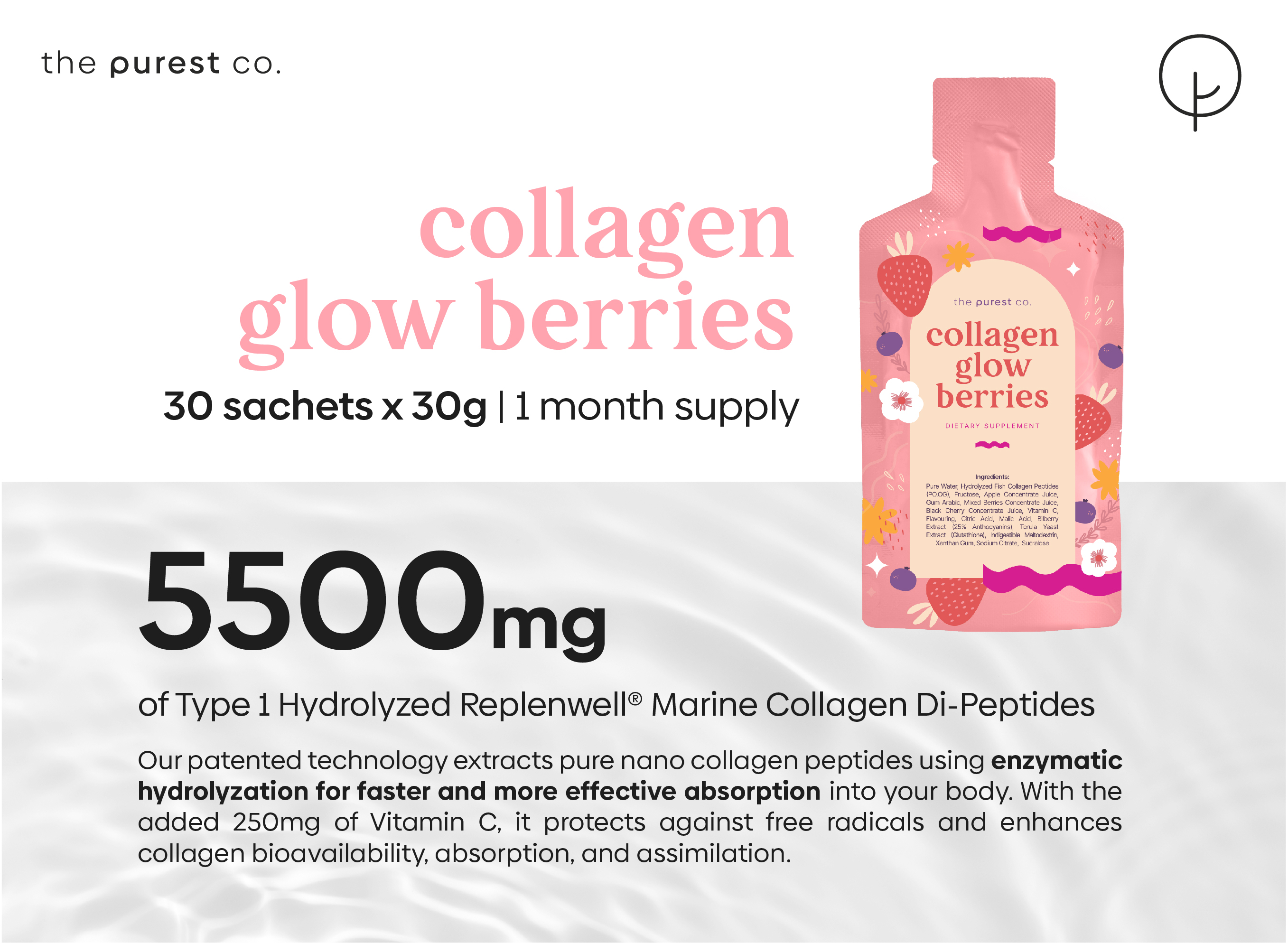 Purest Co Collagen Glow Berries - Collagen Drink for Skin Glow, Firming ...