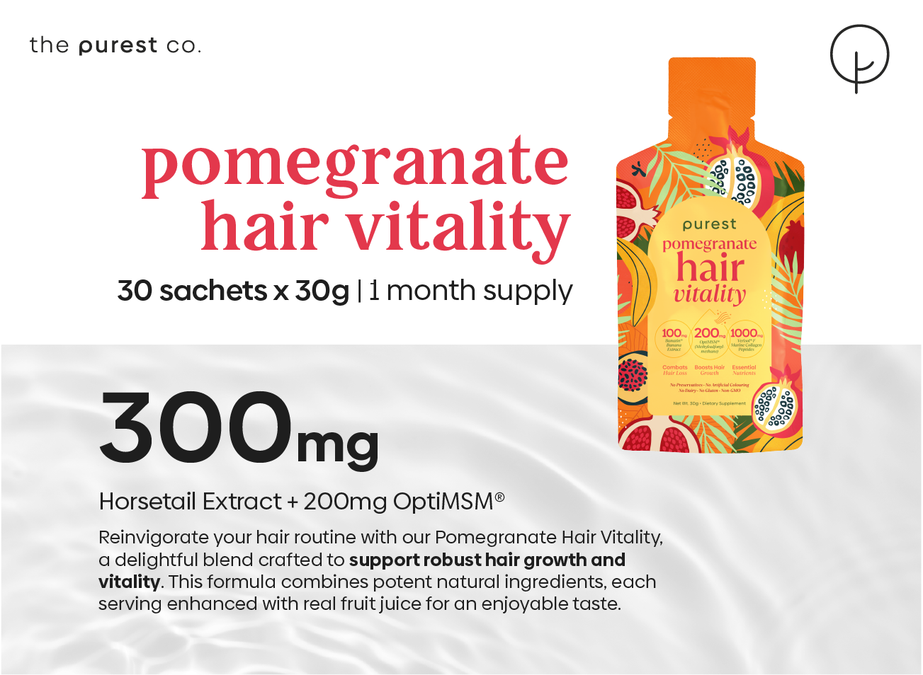 Purest Co Pomegranate Hair Vitality - Supplement For Hair Loss ...