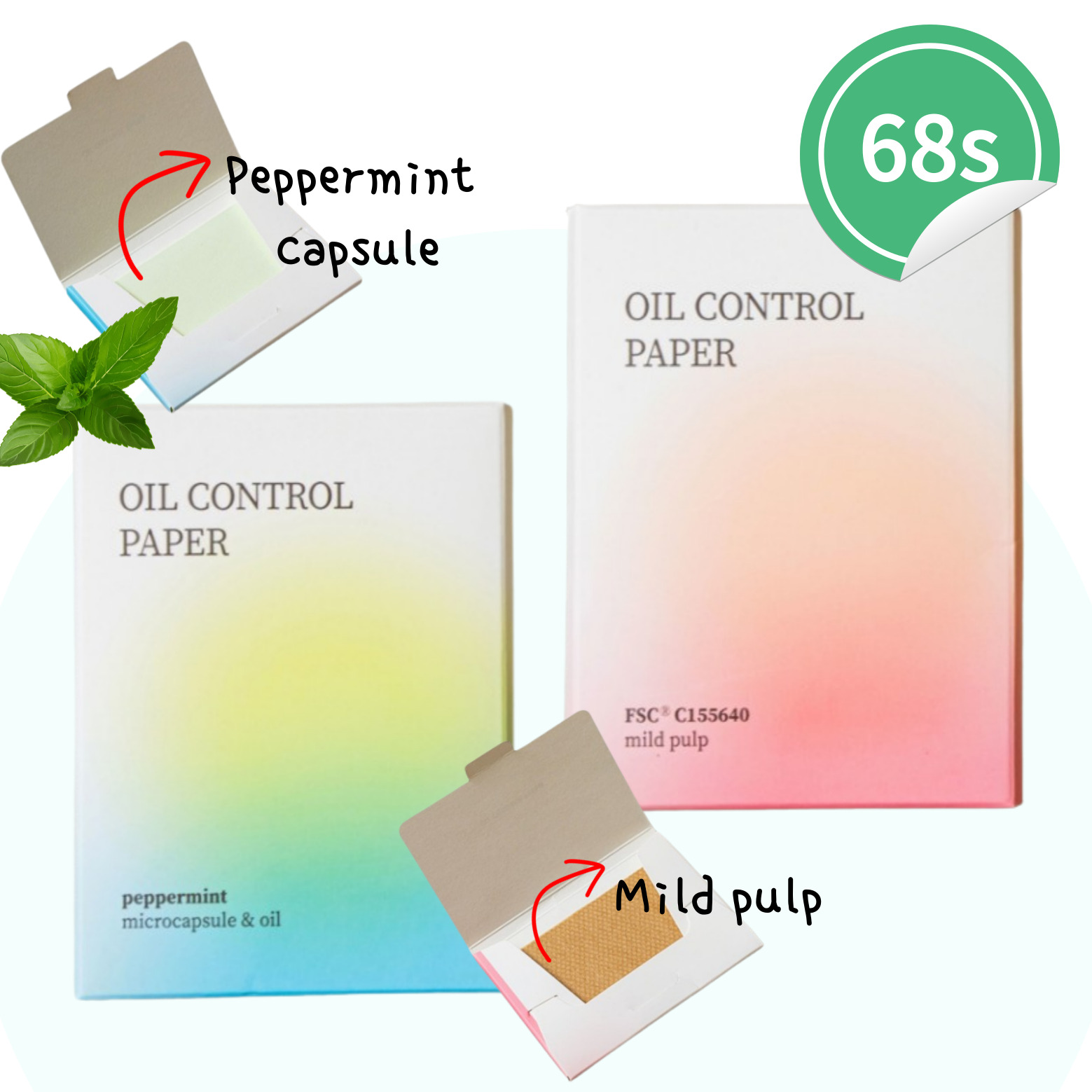 KOREA 🇰🇷 Oil Control Paper 80s / Peppermint Capsule Oil Control Film ...