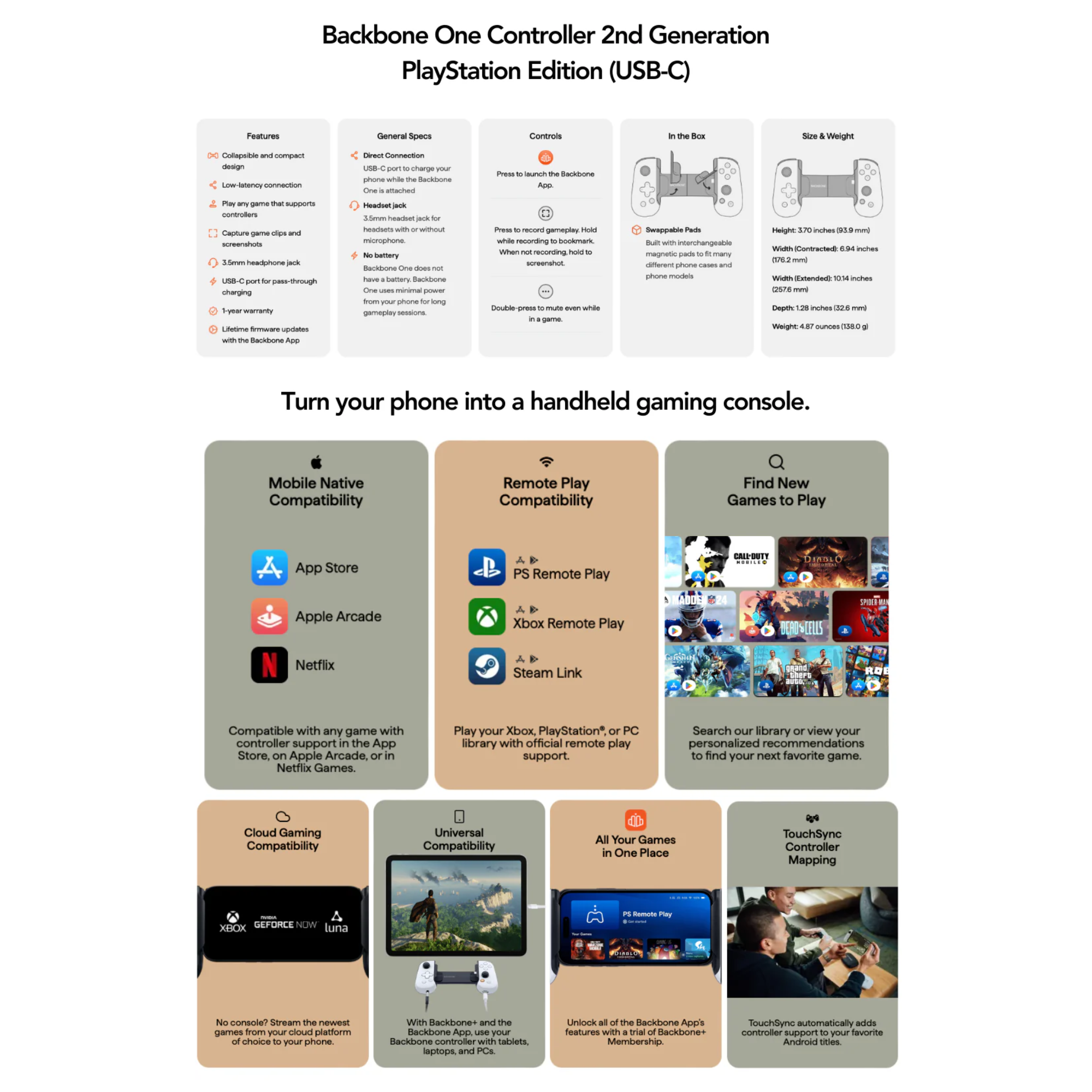 Backbone One Gen 2, Type-C gaming controller for iPhone 15 series and ...