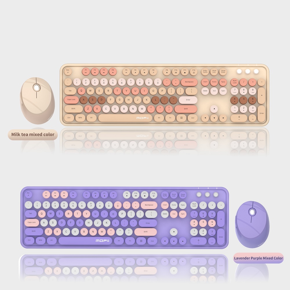 MOFII Sweet Wireless Keyboard Mouse Combo Full Keyboard Mixed Color ...