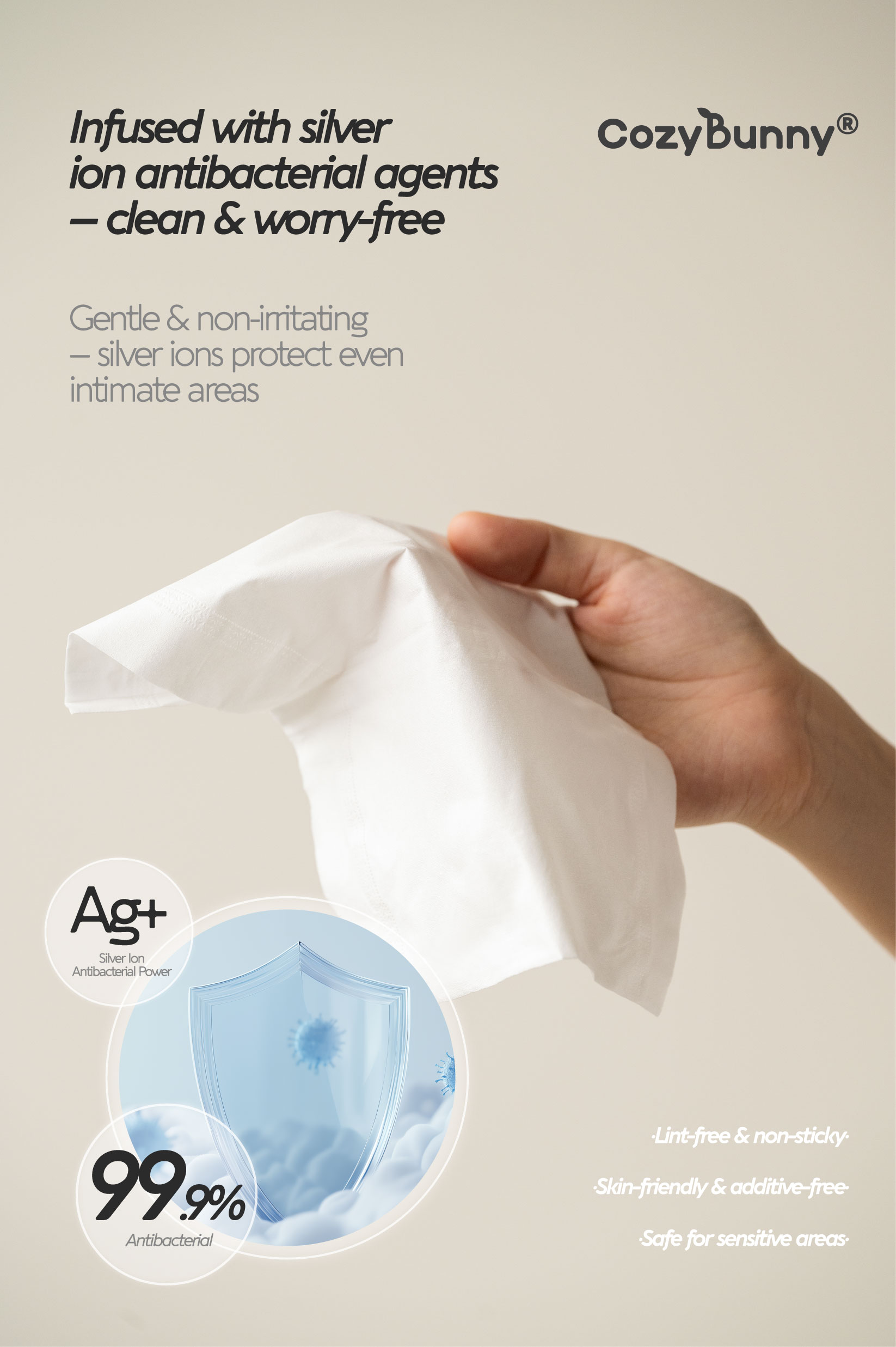 TOTAL of 48 Packs! CozyBunny Antibacterial Velvet Soft Lotion Tissues ...